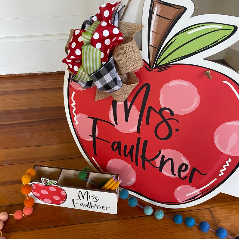 Teacher Gift Set Personalized Teacher Pencil Holder and Door - Etsy