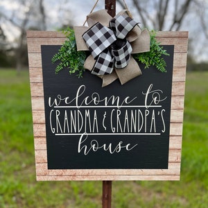 Grandparent Door Sign - Welcome Wreath for Grandmother and Grandfather ...