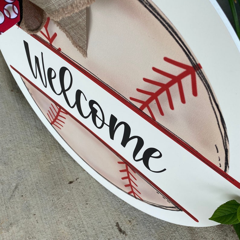 Baseball Door Hanger Baseball Welcome Sign Front Door - Etsy