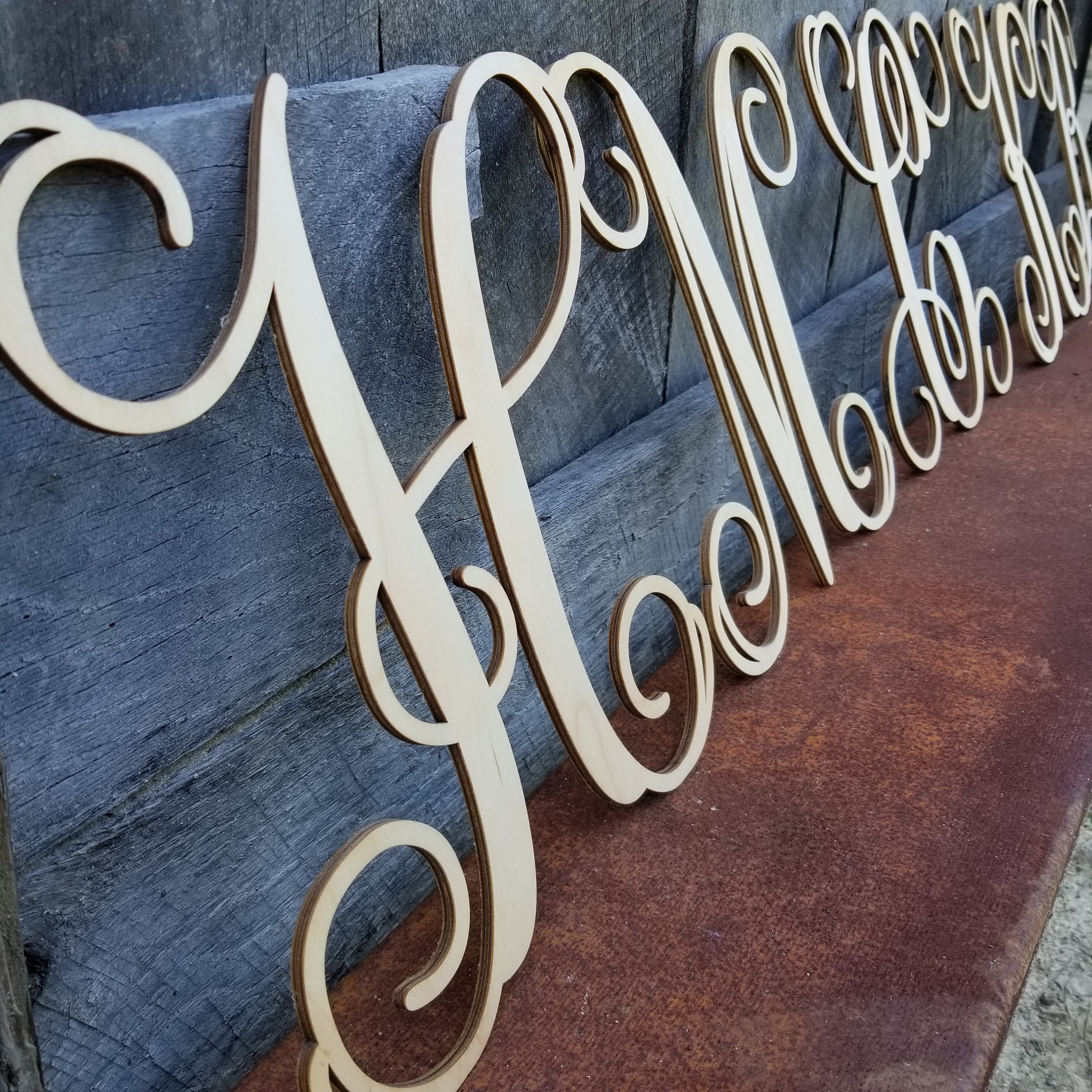 Unpainted Single Letter Vine Script Font Wooden Letter - Etsy