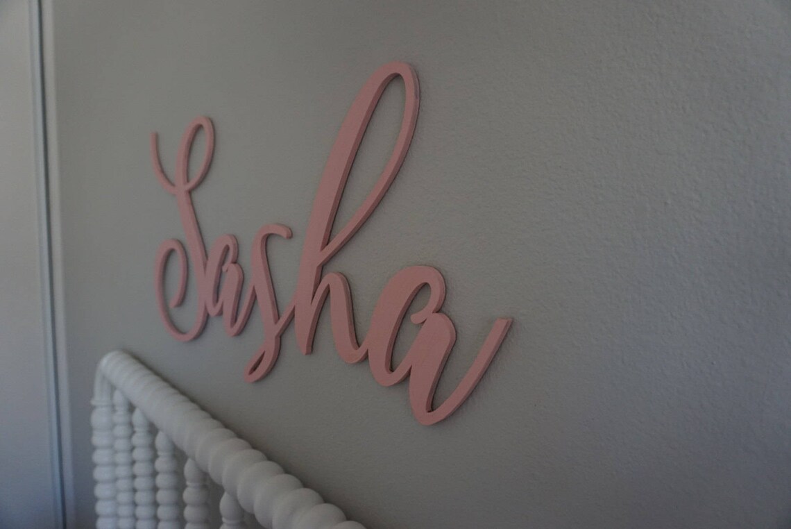 Name Wall Hanging Wooden Word Script Name Nursery Wall | Etsy