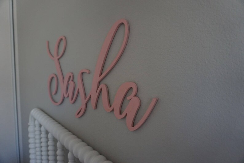 Name Wall Hanging Wooden Word Script Name Nursery Wall | Etsy