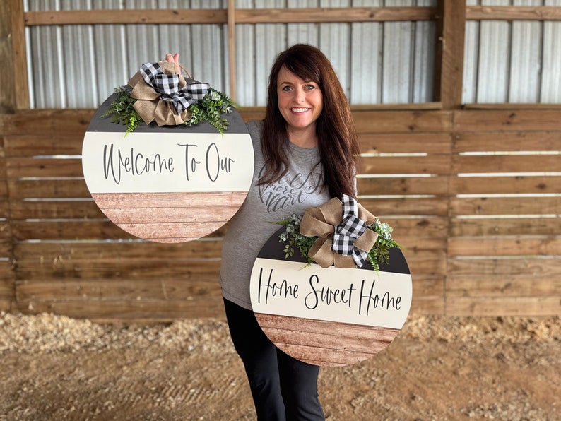 Double Front Door Signs - Personalized Front Door Wreaths - Welcome ...