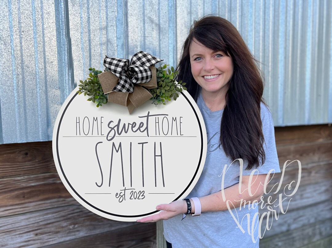 Front Door Decor - Last Name Wreath - Family Name Sign - Door Hanger ...