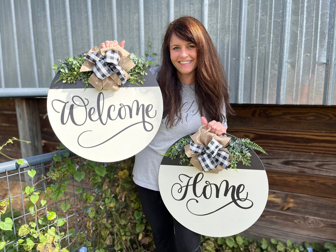 Double Front Door Signs - Welcome Home Front Door Wreaths - Welcome ...
