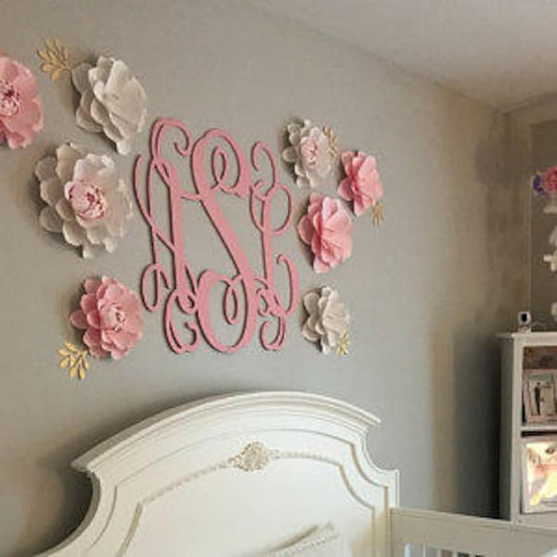 Wooden Initials Painted Wooden Monogram Bedroom Wall - Etsy