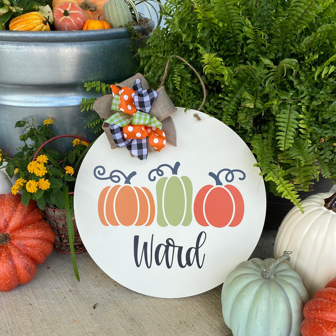Pumpkin Door Hanger - Fall Door Hanger - Family Name Sign ...