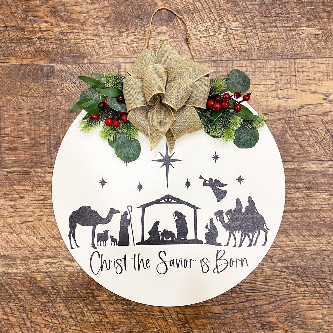 Nativity Door Hanger - Nativity Scene Sign - Christmas Door Hanger ...