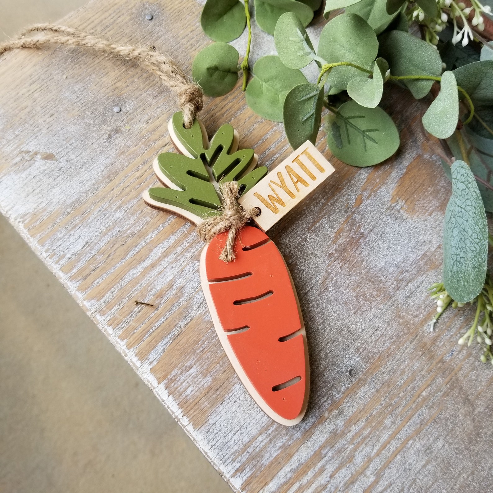 Personalized Easter Basket Tag Wooden Carrot Tag Custom - Etsy