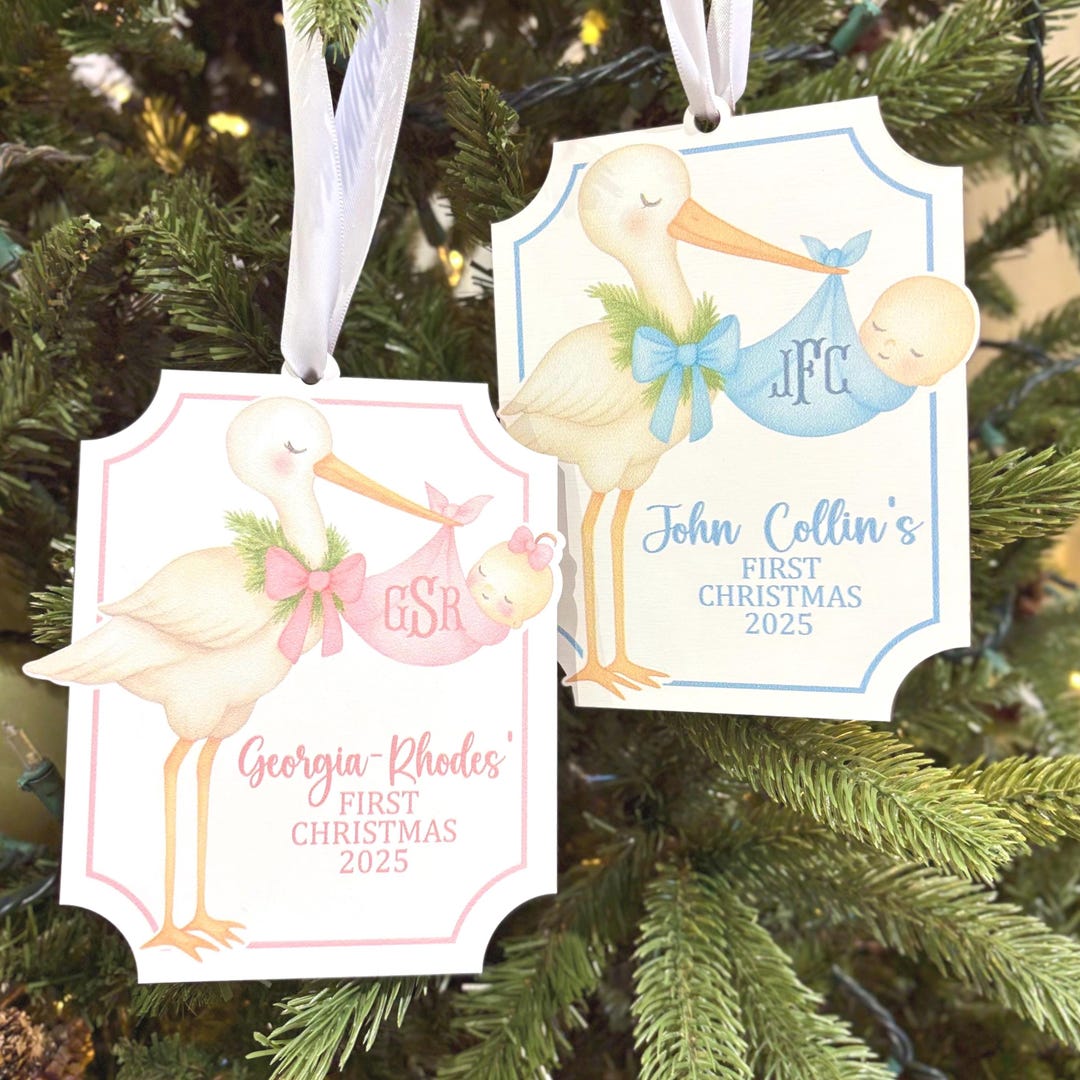 Baby’s First Christmas Stork Ornament - Christmas Tree Decor ...