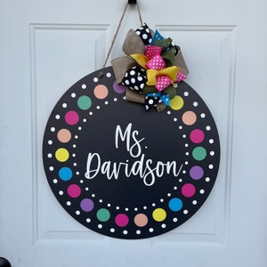 Teacher Door Hanger - Classroom Door Decor - Teacher Name Sign ...