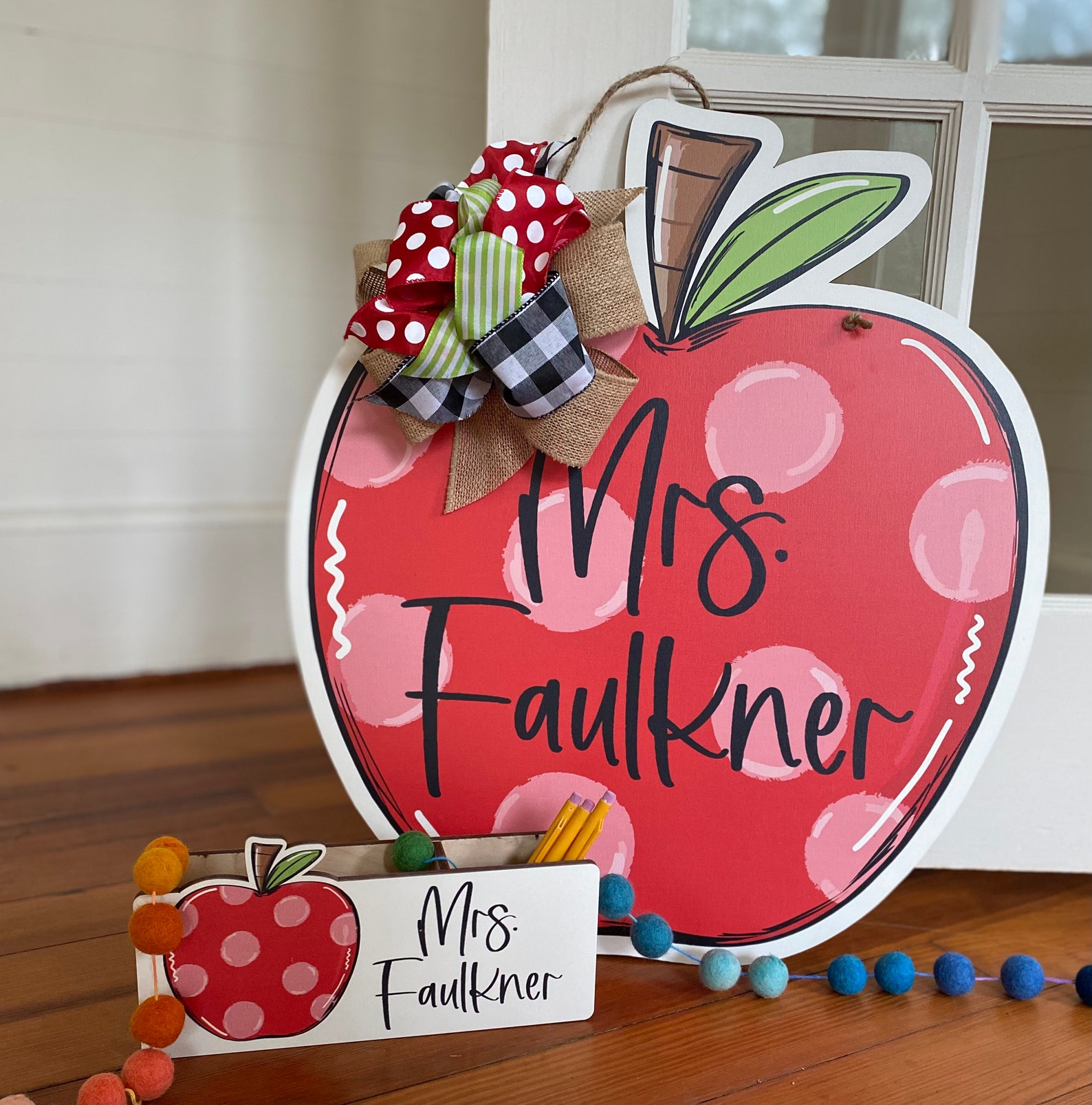 Teacher Gift Set Personalized Teacher Pencil Holder and Door - Etsy