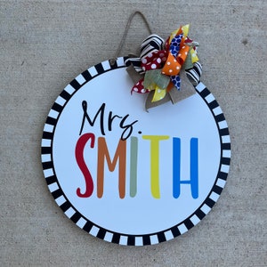 Teacher Door Hanger - Classroom Door Decor - Teacher Name Sign ...