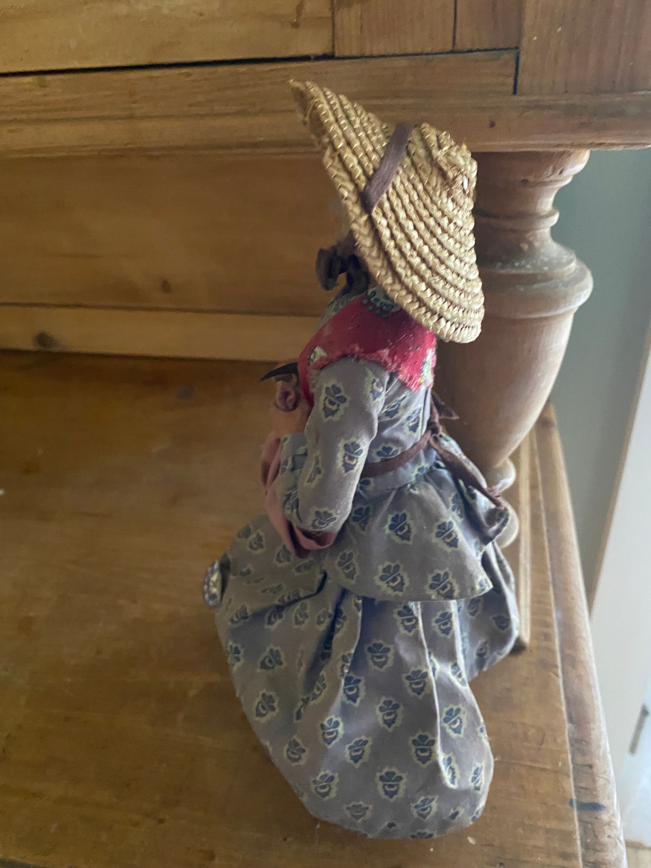 Vintage French Santon Terra Cotta Doll Old Woman Collecting Herb Grass ...