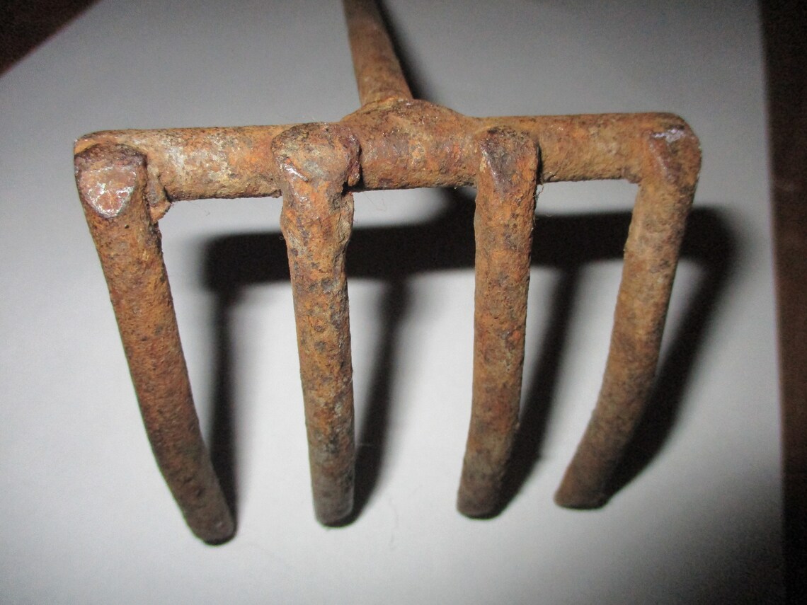 French antique hand forged iron garden tool hand rake | Etsy