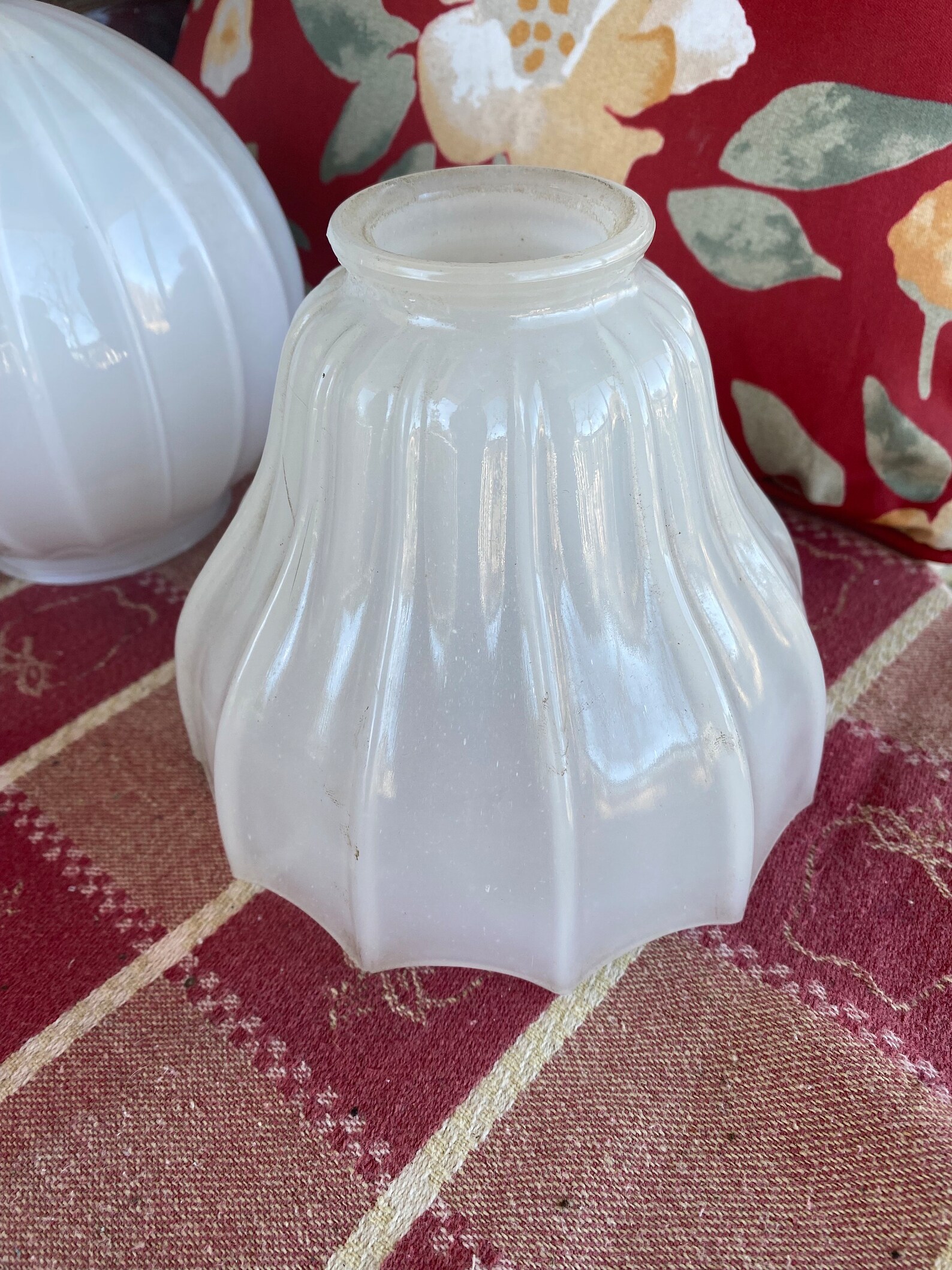 Antique Light Globe / Old Translucent Opalesent White Glass / Antique ...