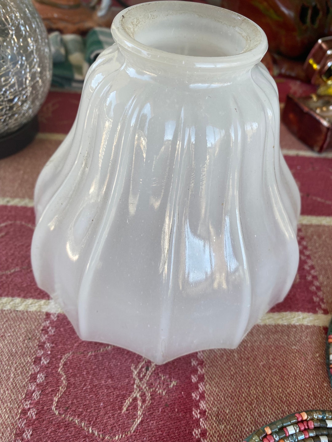 Antique Light Globe / Old Translucent Opalesent White Glass / Antique ...