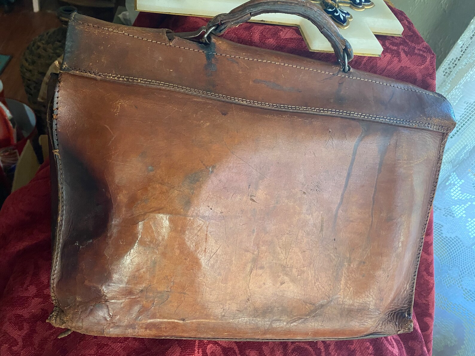 SALE 20 % off Antique French Real Leather Large Briefcase - Etsy