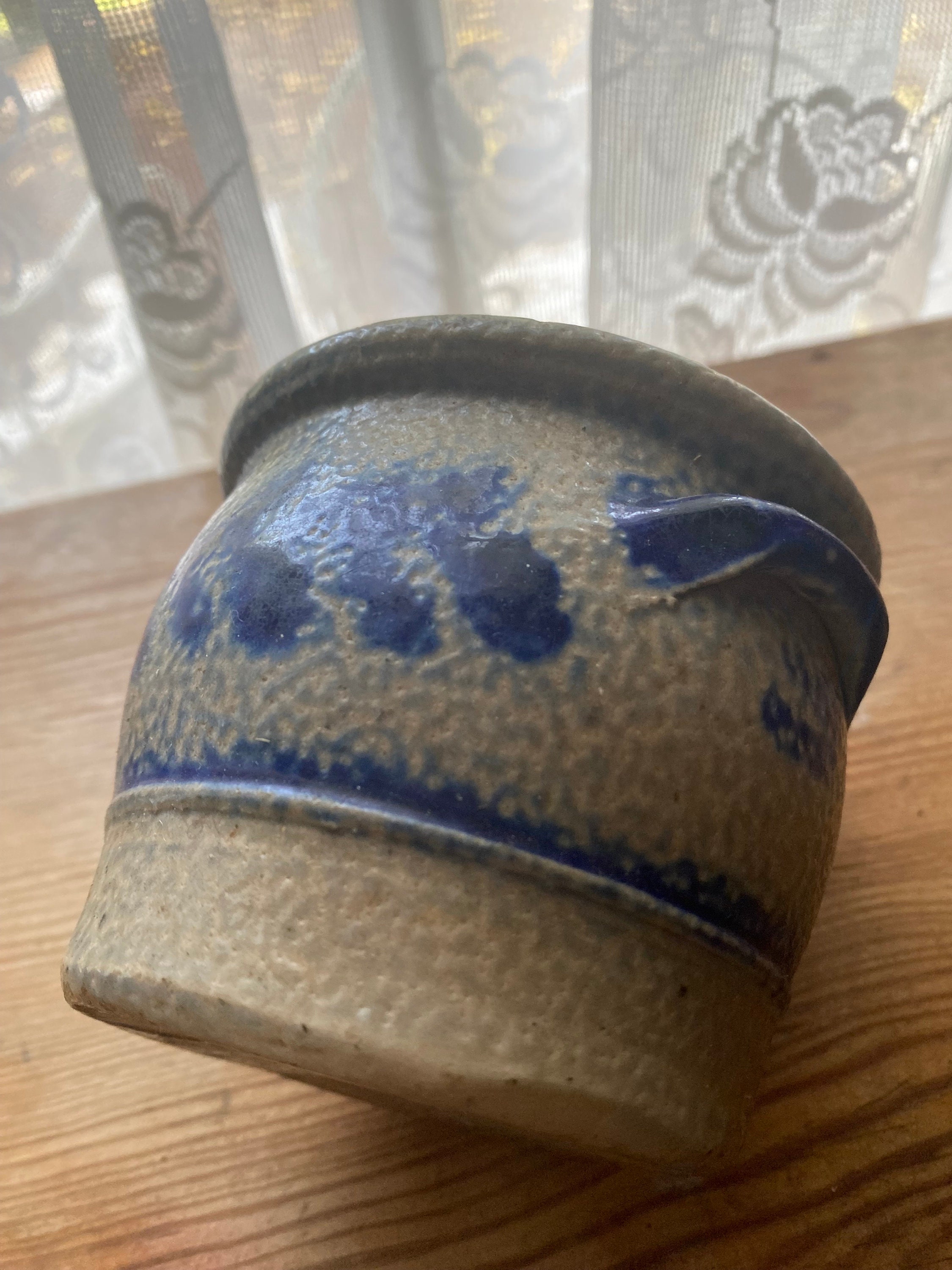 Antique Salt Glazed Blue and Gray Stoneware Pottery Crock German Crock ...