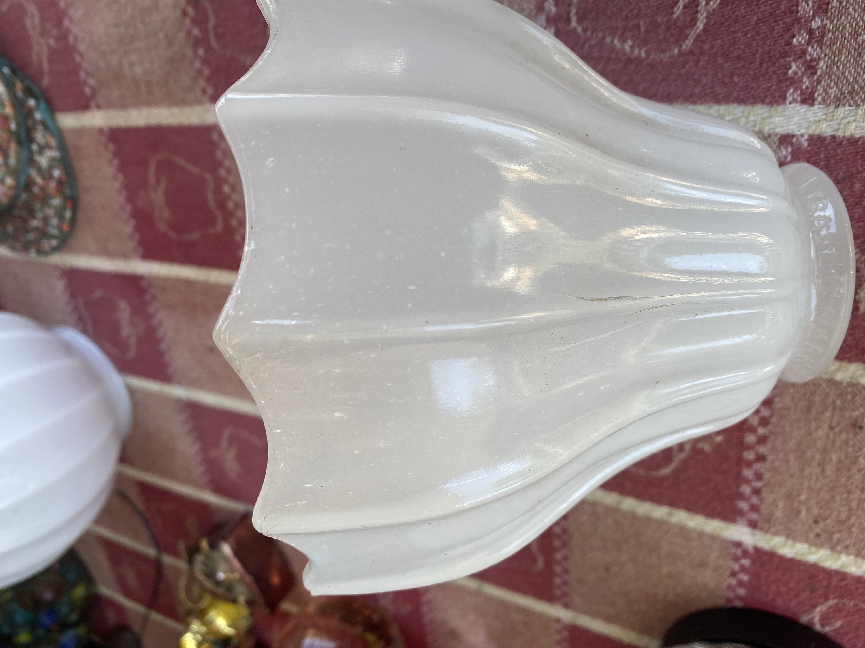 Antique Light Globe / Old Translucent Opalesent White Glass / Antique ...