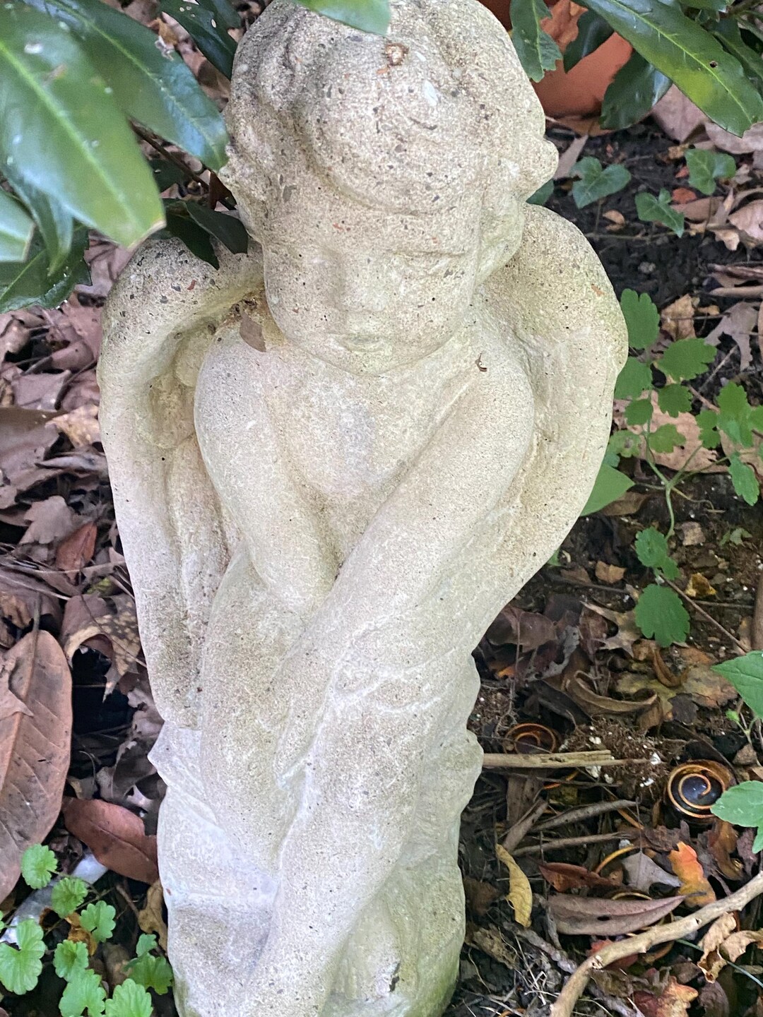 Sale Antique Garden Statue Old Cement Weathered Angel Statue Praying ...