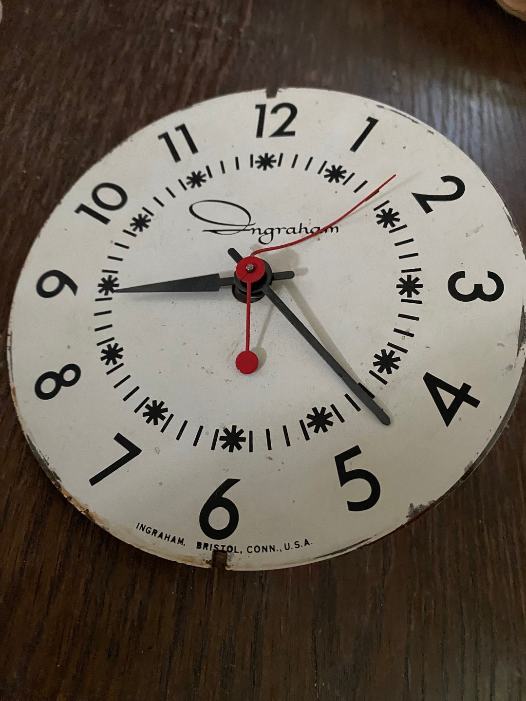 Antique Ingraham Clock Face With Electric Motor Movement Ingraham Clock ...