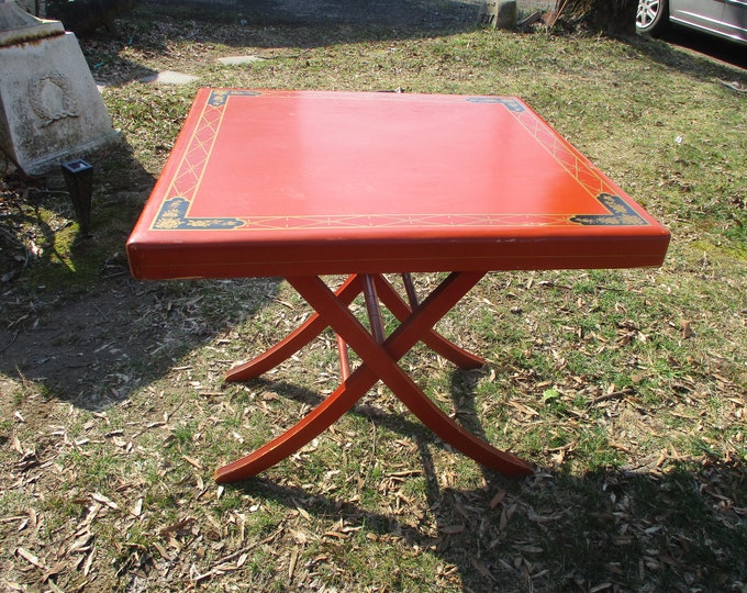 Antique Wood Table Fold up / Chinese Red Painted Table / Work - Etsy
