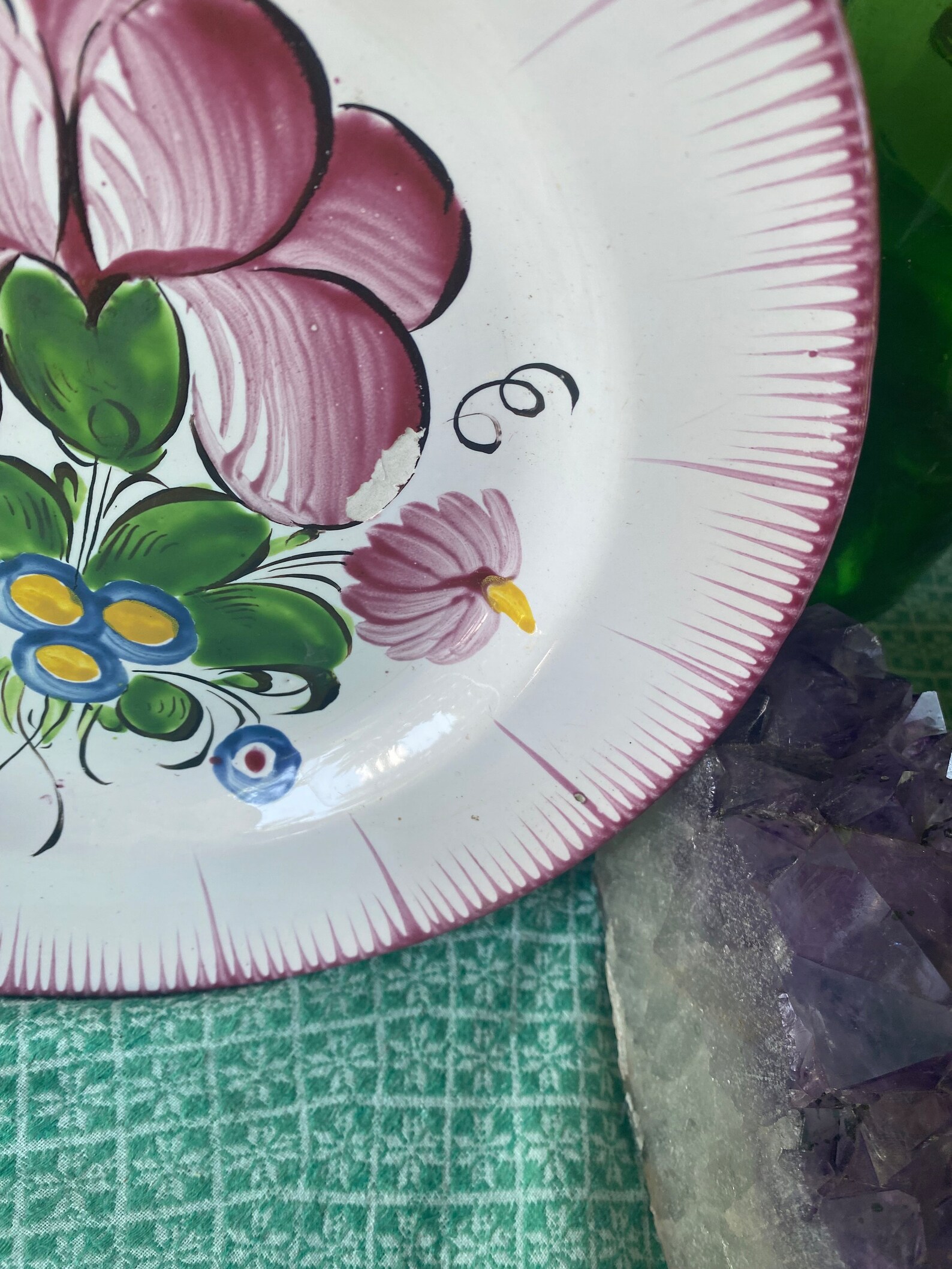 Antique French Earthenware Dinner Plate Hand Painted Glazed Plate 9 4/3 ...