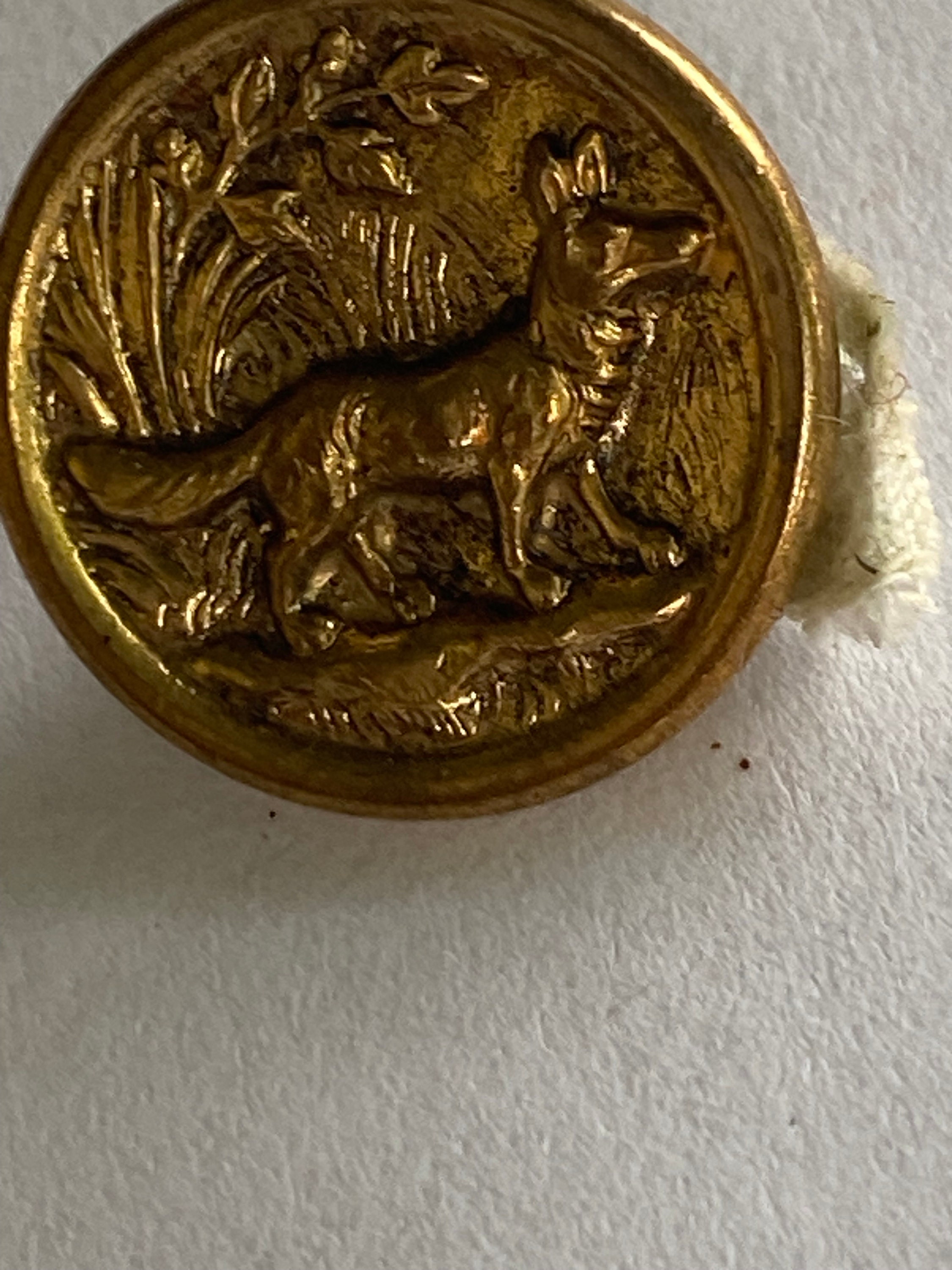 Antique French Brass Hunt Button, With Fox Scene - Etsy