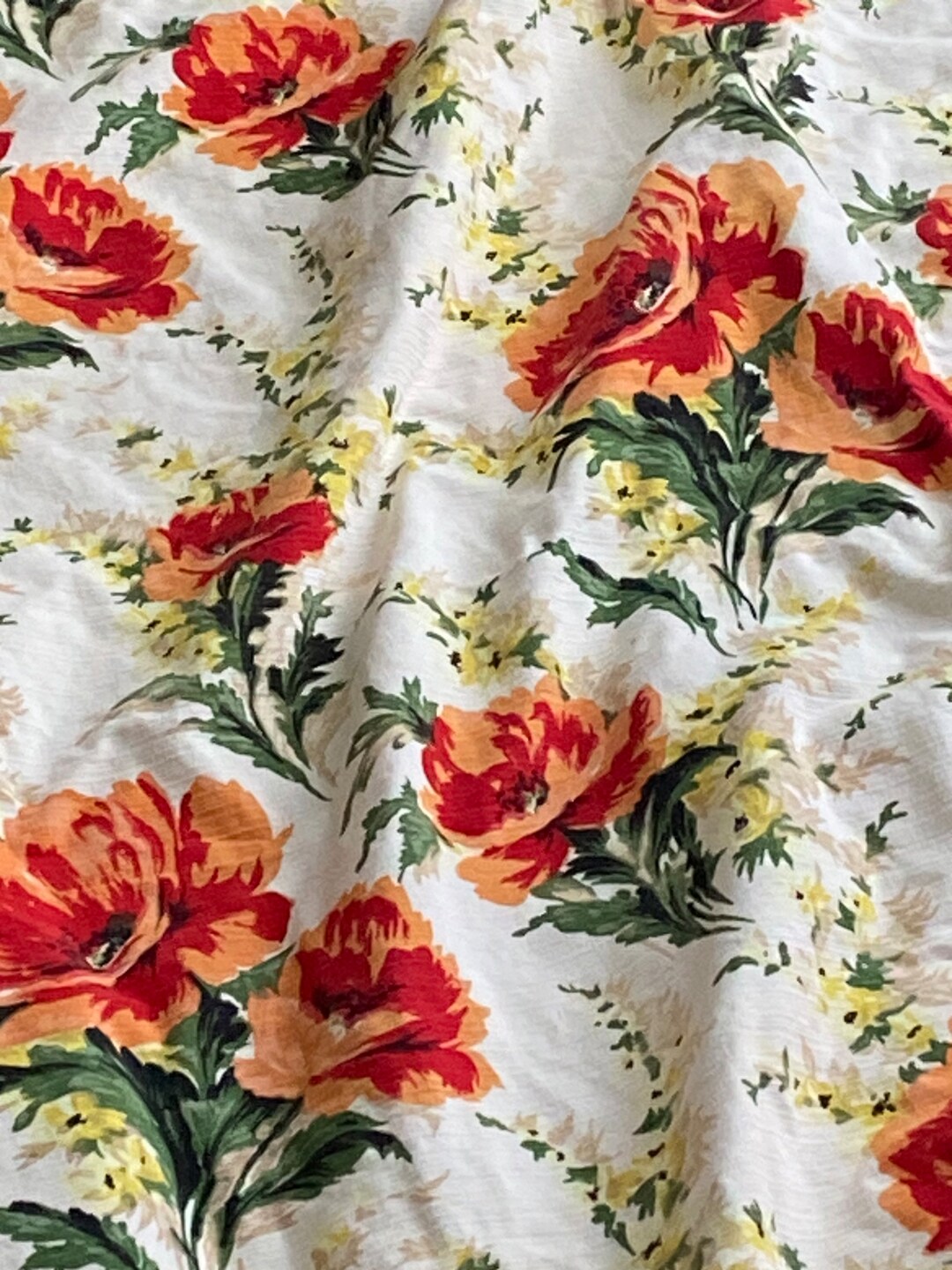 SALE 40 % off Large Poppies Two Drape Panels of Vintage French 1960 ...