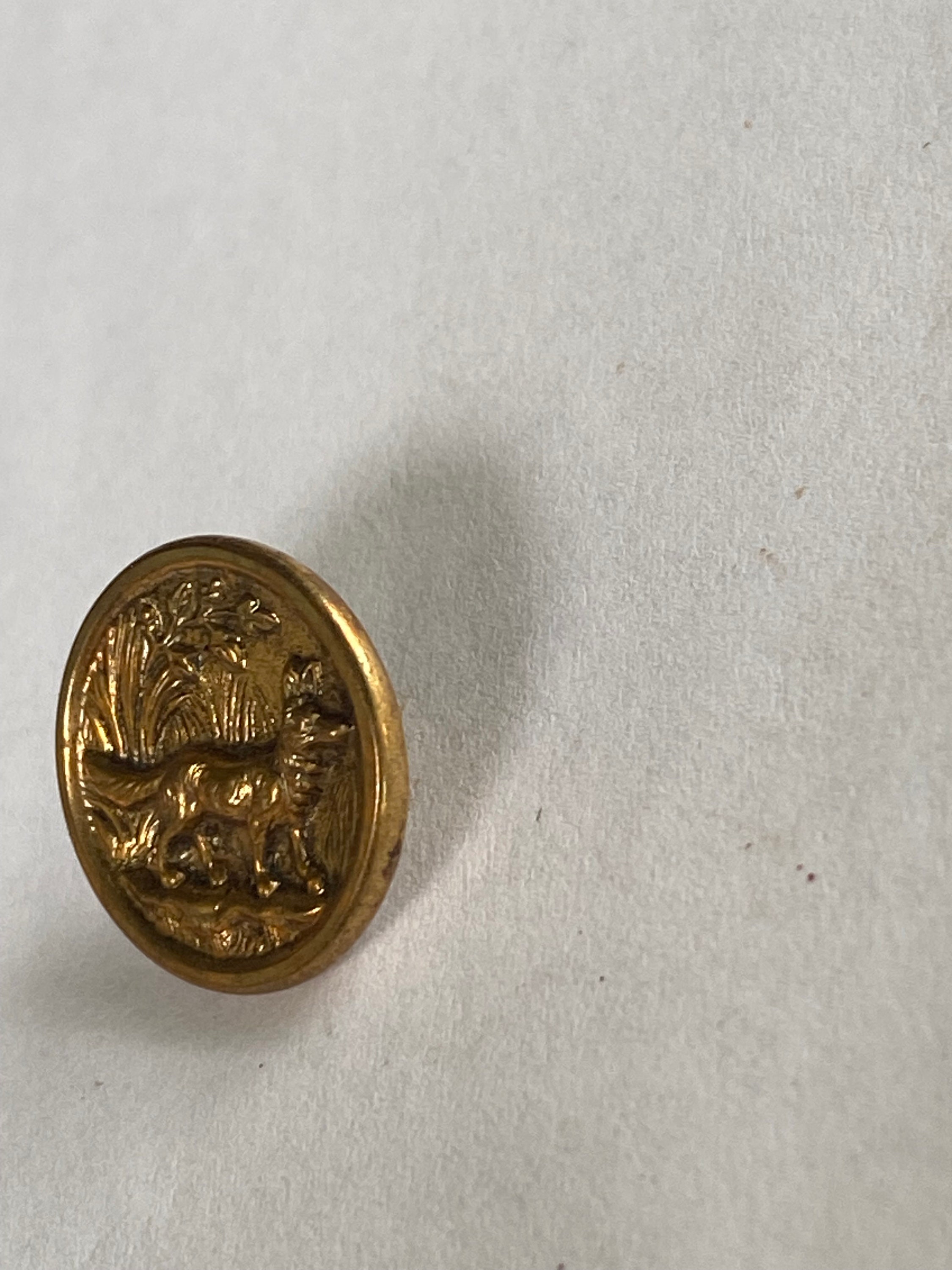 Antique French Brass Hunt Button, With Fox Scene - Etsy