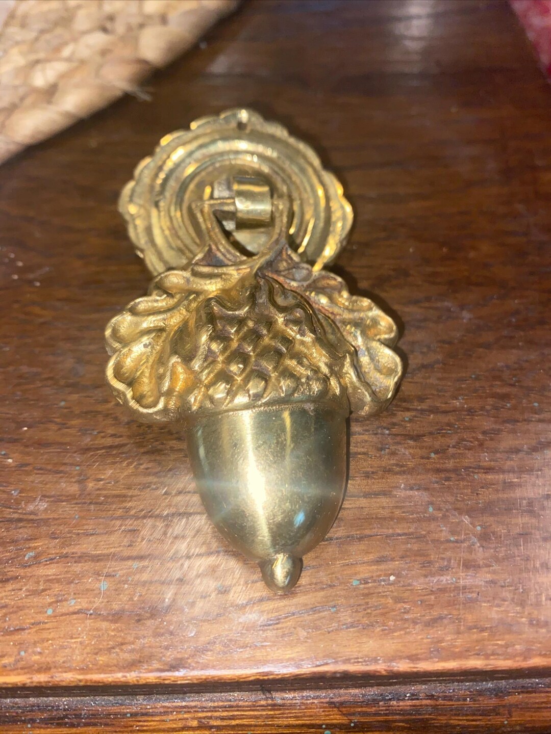 1 Vintage Drawerpull Brite Brass Acorn Shaped Door Knocker Very Ornate ...