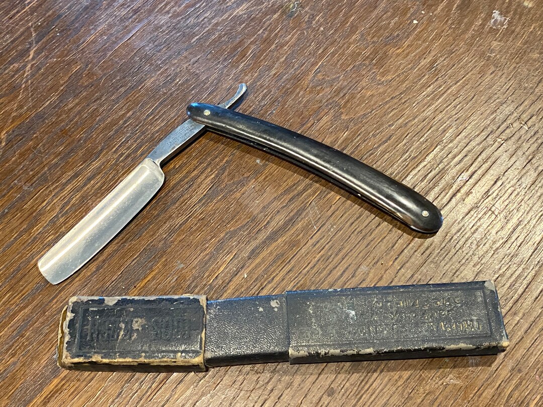 Antique Travel Razor, Antique Straight Razor,thomas Turner &co Metal ...