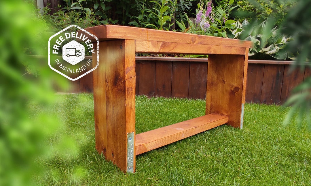 TCM015 Rustic Banded Scaffold Board Bench | Chunky Solid Wood | Hand ...