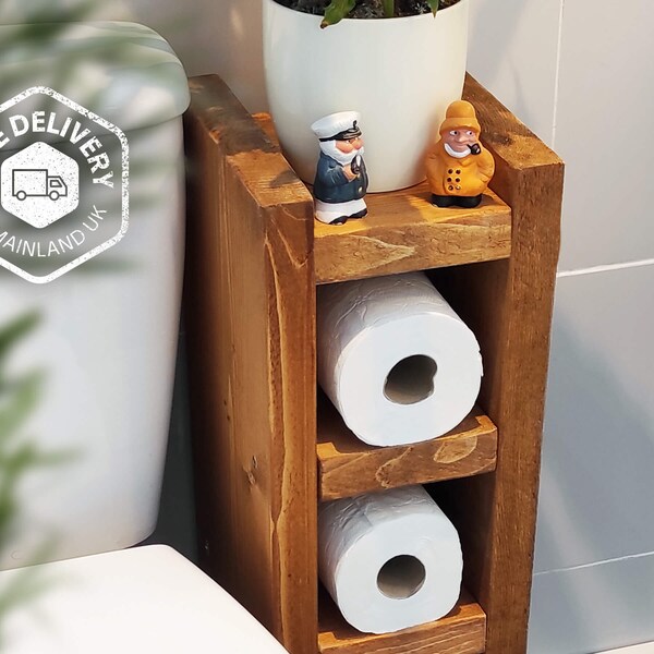 Wooden Toilet Roll Holder - Etsy UK