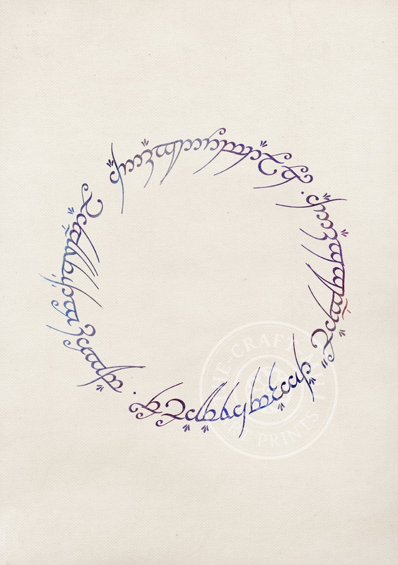0125 Lord of the Rings Elvish Script Ring Poster A3 Art Print | Etsy