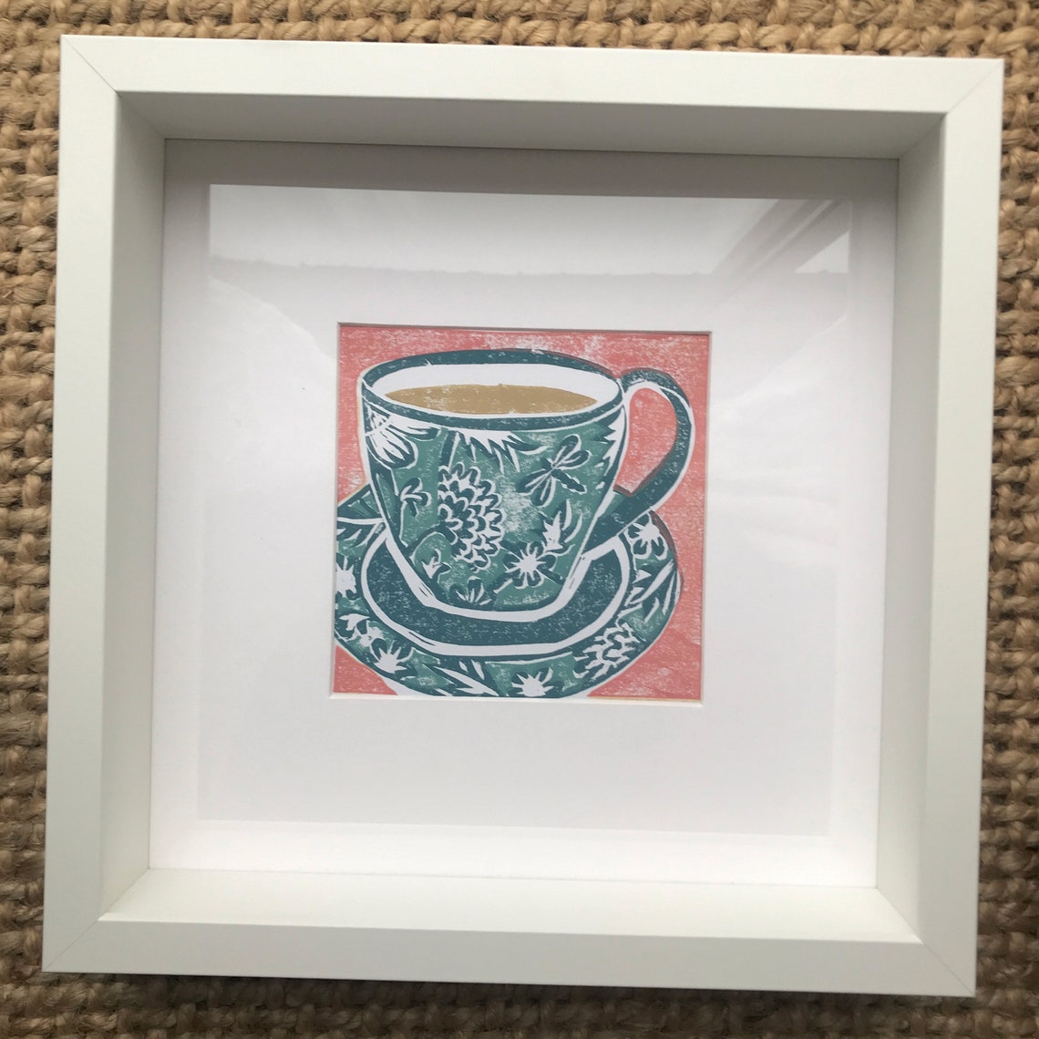 Tea Time Original Linocut Handprint | Cup and Saucer | Limited Edition ...