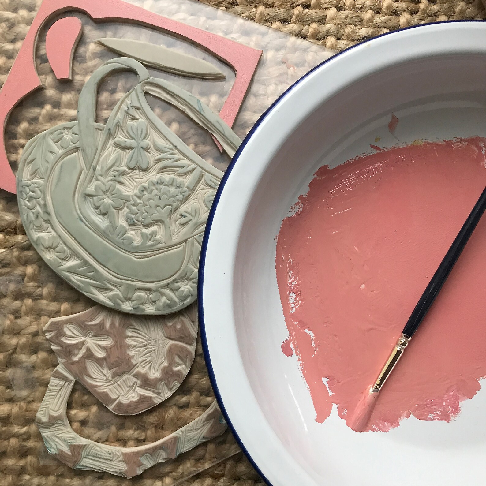 Tea Time Original Linocut Handprint | Cup and Saucer | Limited Edition ...