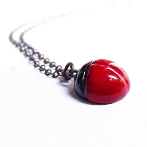 Handmade Ceramic Pendant Ladybird Dark Red Enamel Pottery - Etsy
