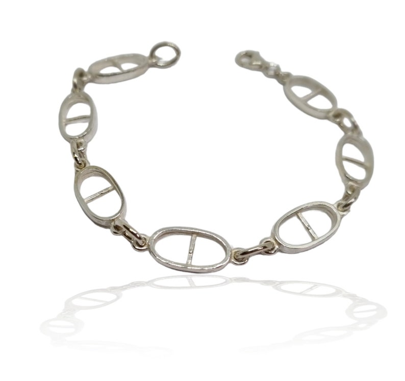 Men Silver Bracelet Mariner Chain, Anchor Bracelet for Men, Mens ...