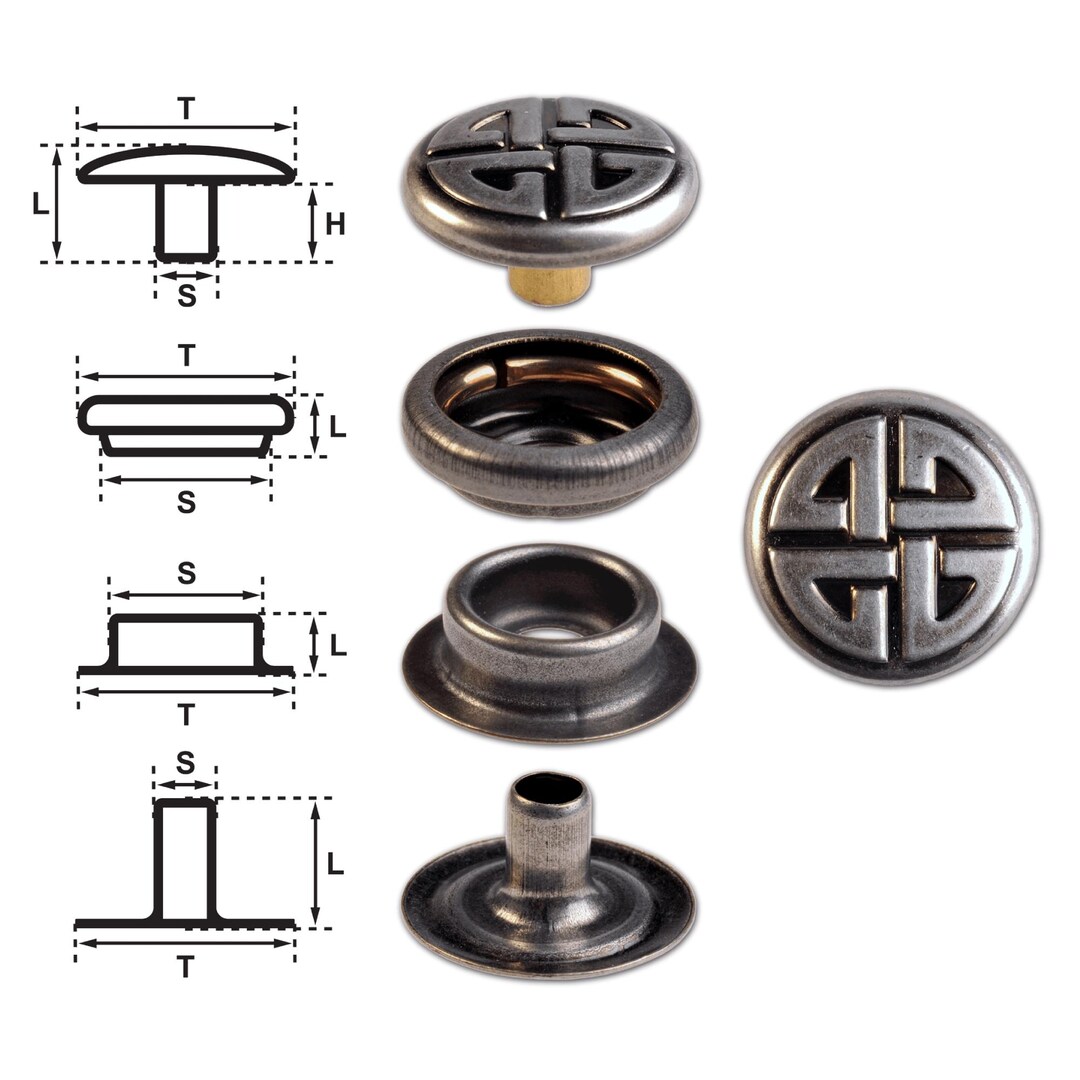 Brass (nickel Free) Ring-spring Snap Fastener Button ‘F3’ 14mm Celtic ...