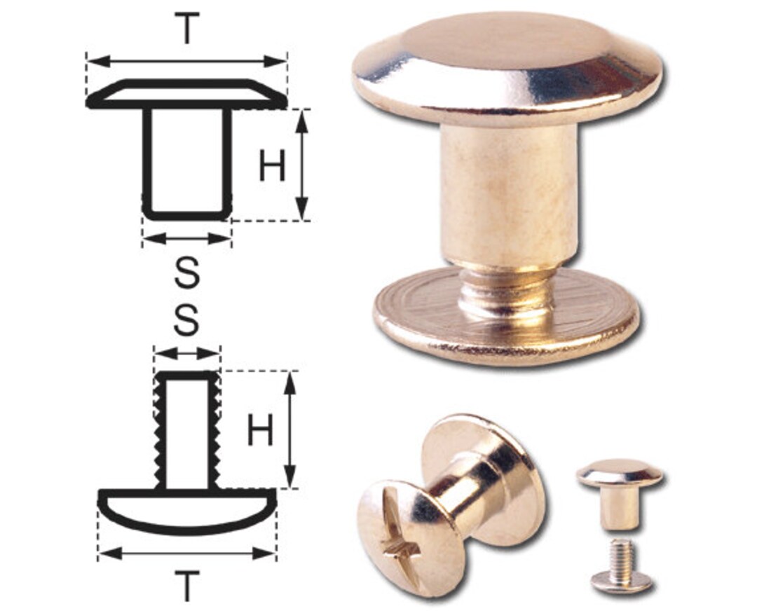 Chicago Screws 5MM Belt Screw Rivets Binding Screw Posts Nickel-glossy ...