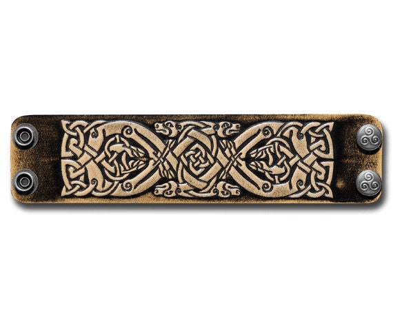 Celtic Leather Bracelet Wristband Cuff Embossed 48mm Celtic | Etsy