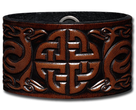 Celtic Leather Bracelet Wristband Cuff Embossed 40mm Celtic | Etsy