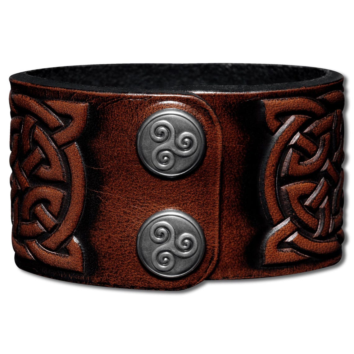 Celtic Leather Bracelet Wristband Cuff Embossed 40mm Celtic Knotwork ...