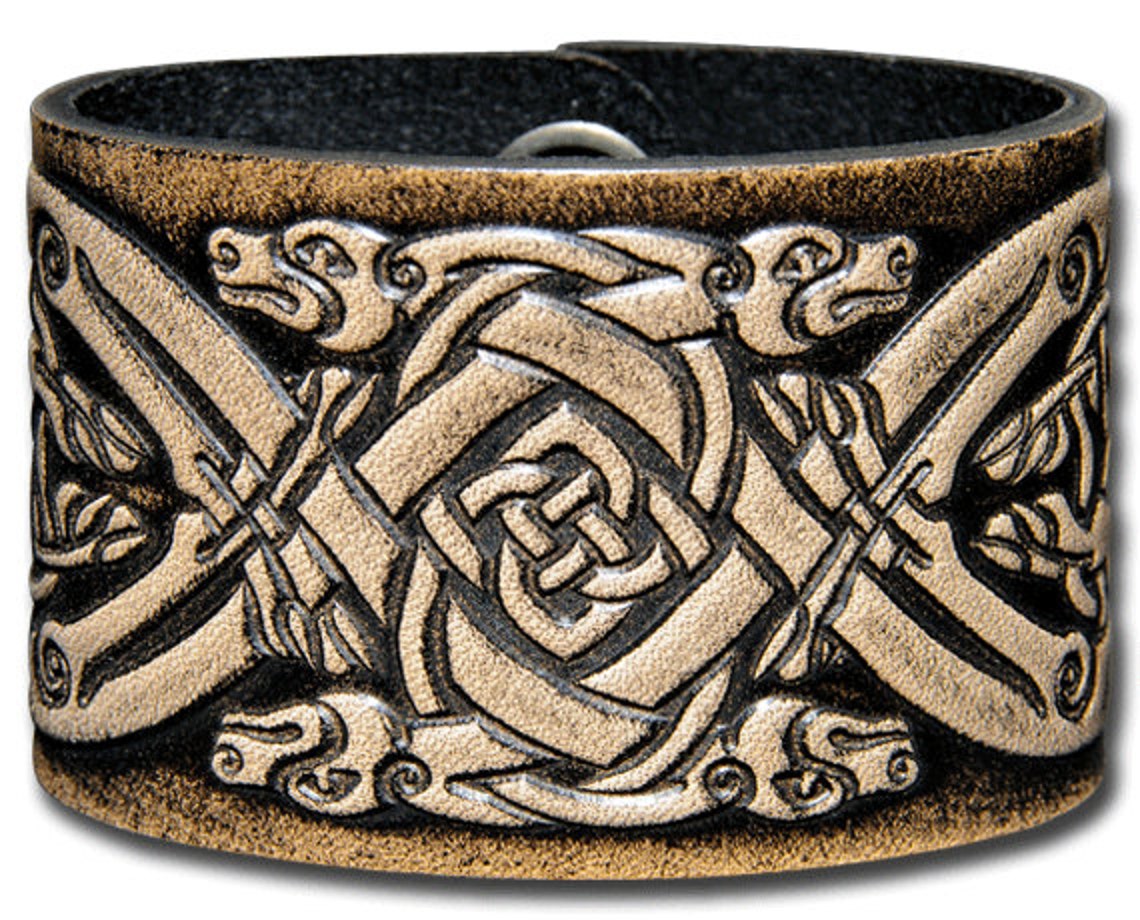 Celtic Leather Bracelet Wristband Cuff Embossed 48mm Celtic - Etsy