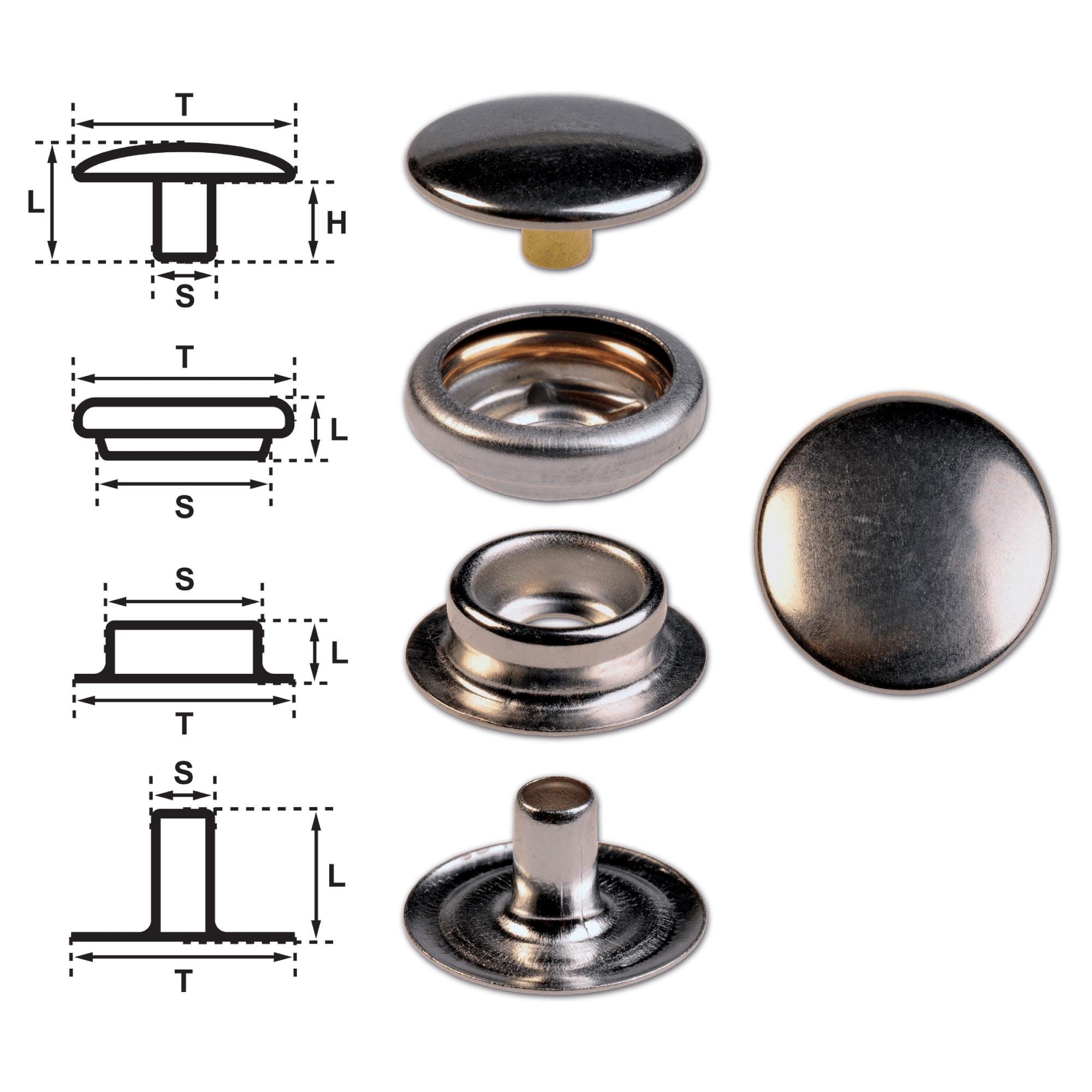 Iron nickel Included Ring-spring Snap Fasteners Button f3 14mm, Rapid ...