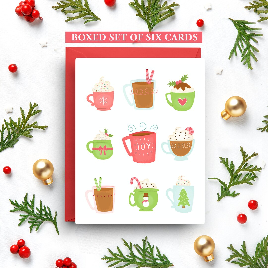 Holiday Mugs Holiday Card Boxed Set of 6 - Etsy