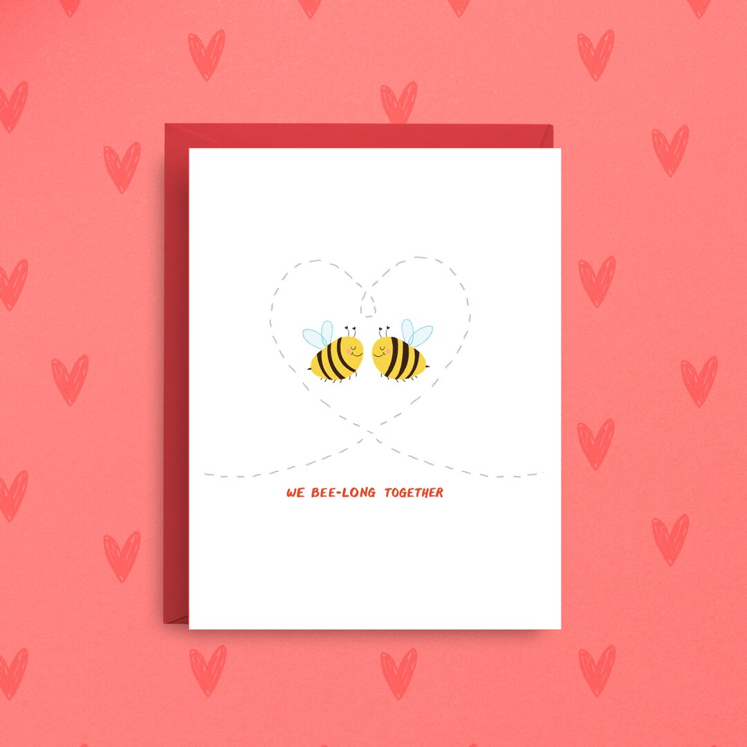 We Bee-long Together Card, Bee Valentine's Day Greeting, Cute Hearts ...