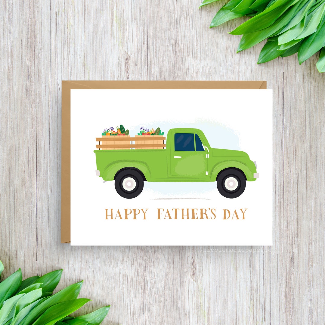 Father's Day Vintage Pickup Truck Card, Classic Vehicle Greeting, A2 ...
